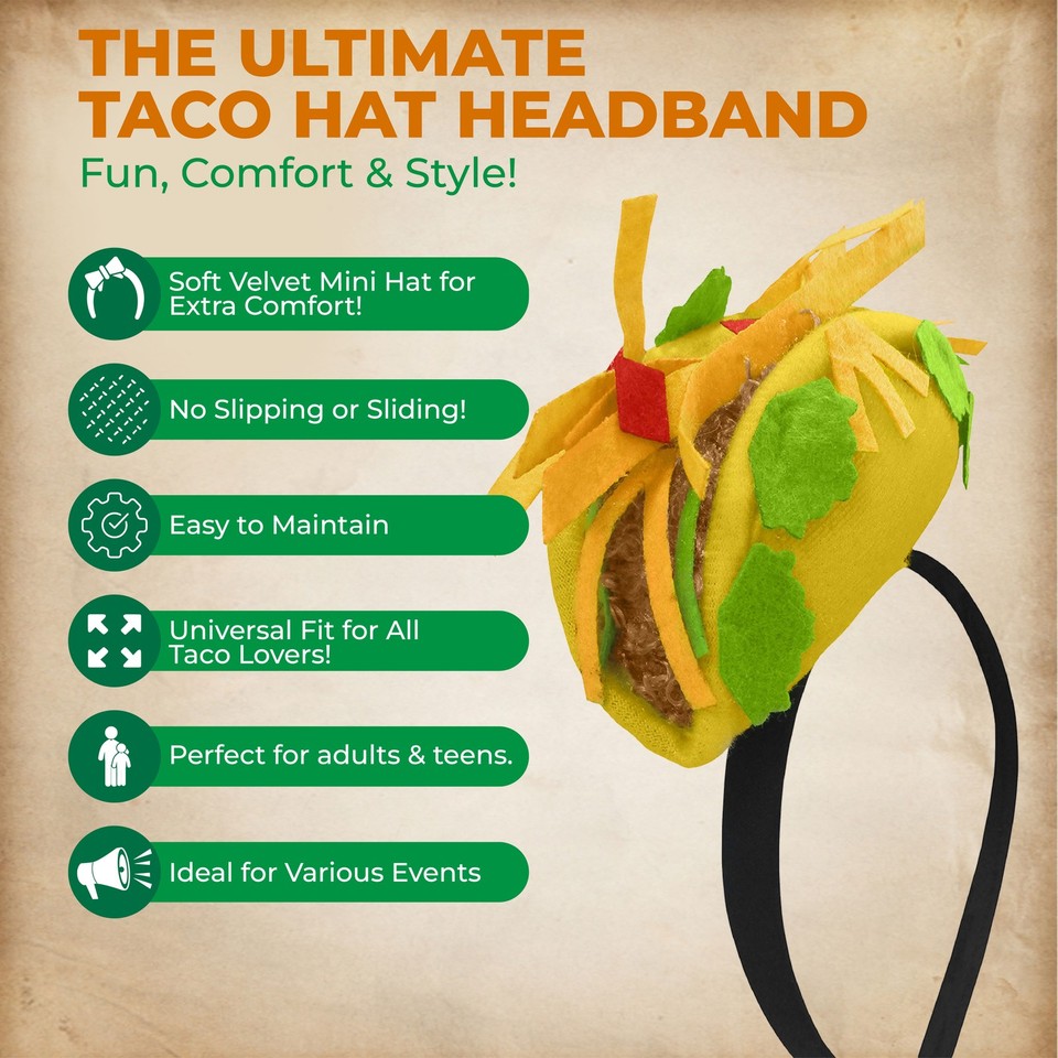 Adult Jumbo Taco Hat Mini Taco Headband Couples Friends Costume ...