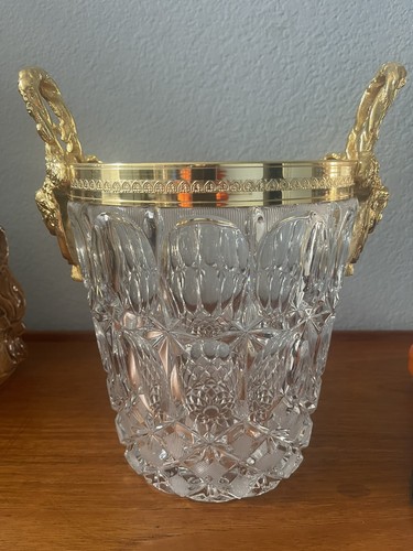 Versace Style Cut Crystal Wine Champagne Chiller Ice Bucket Bronze ...