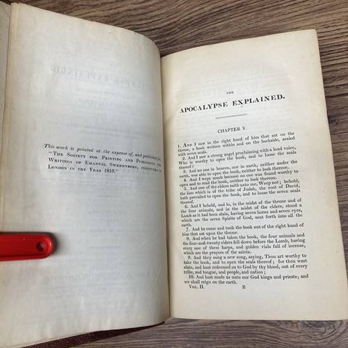 THE APOCALYPSE EXPLAINED 2 Vol II 1836, Second Edition, Emanuel ...