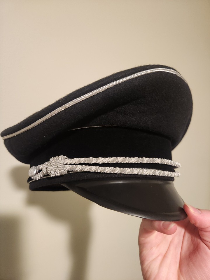 Silver Lining Silver Cord Black 56 CM Peaked Cap Muir Cap WW2 Hat ...