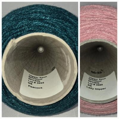Jagger Spun Zephyr Yarn Cones 4/8 50% Merino Wool 50% Tussah Silk 1 ...