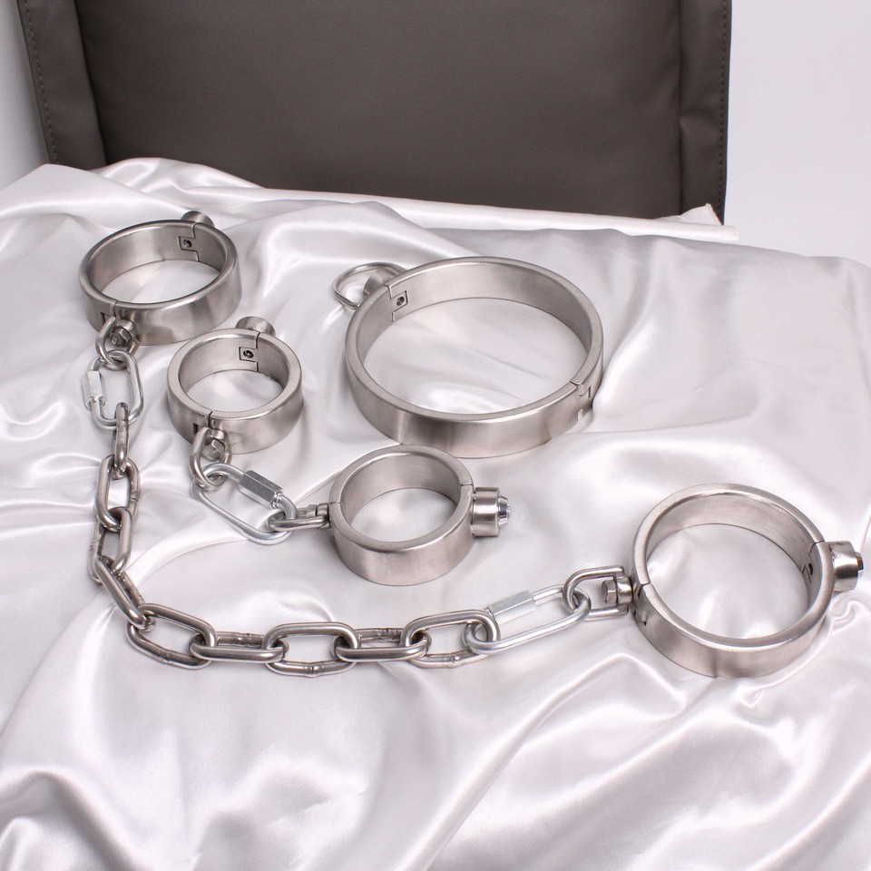 Heavy Duty Neck Collar Handcuffs Ankle Cuffs Detachable Restraint Slave ...