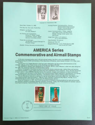 25c SW Carved Figure 45c Key Marco Cat 1989 SOUVENIR PAGE SCOTT # Var ...