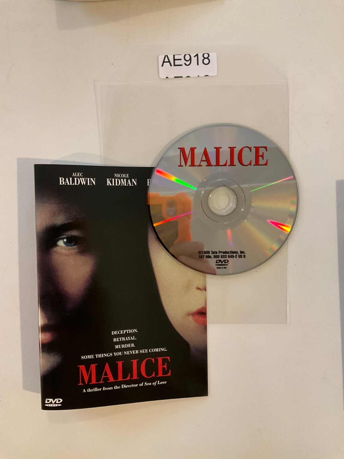 Malice (DVD, 1998) No Case No Tracking #AE918 780063364522| eBay