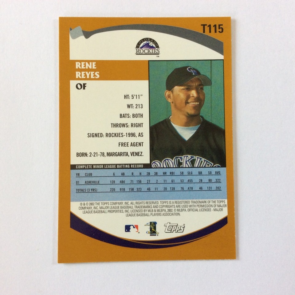 2002 Topps Traded T115 Rene Reyes RC Colorado Rockies | eBay