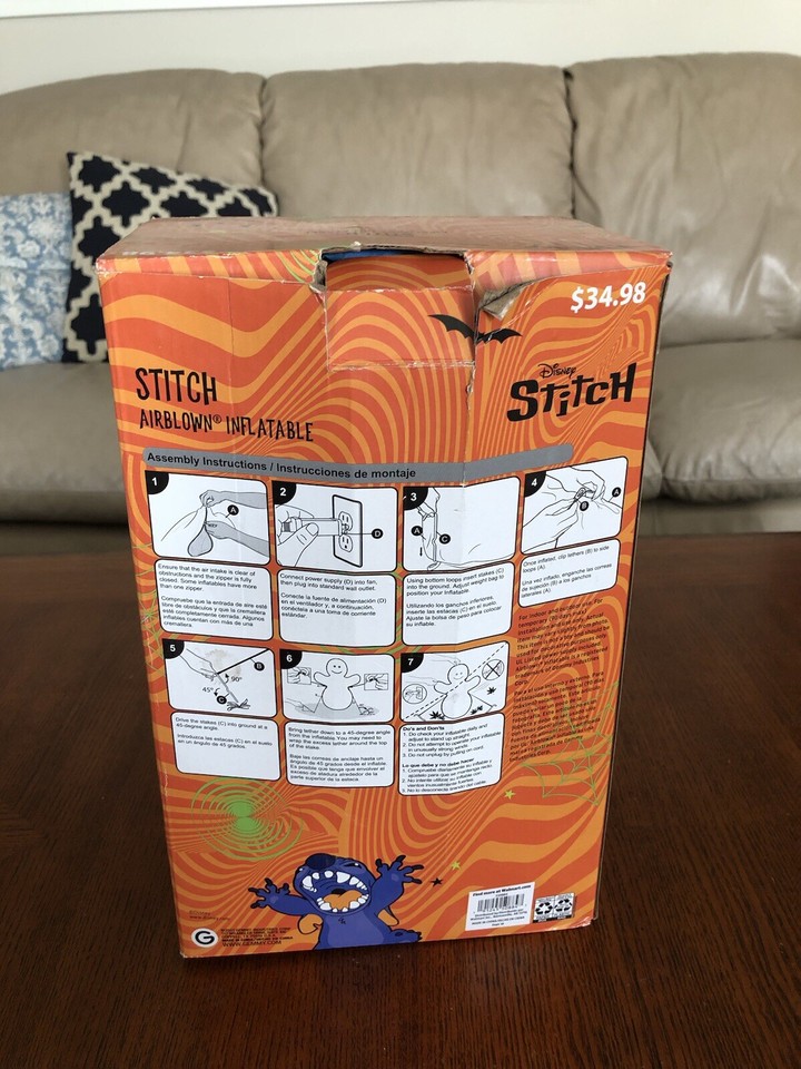 Gemmy Airblown Inflatables Stitch w Witch Costume Disney Halloween 54 ...
