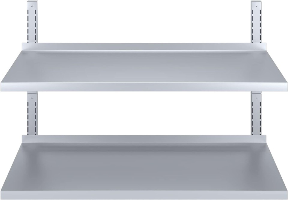 Commercial Wall Mount Shelf 16"x48" – 2-Tier Heavy Duty Stainless Steel ...