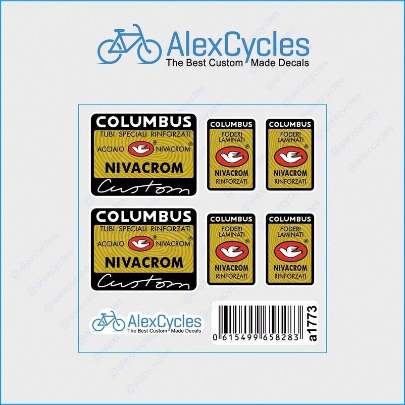 Bicycle Columbus NIVACROM Custom Tubi Rinforzati Frame & Fork Decals ...