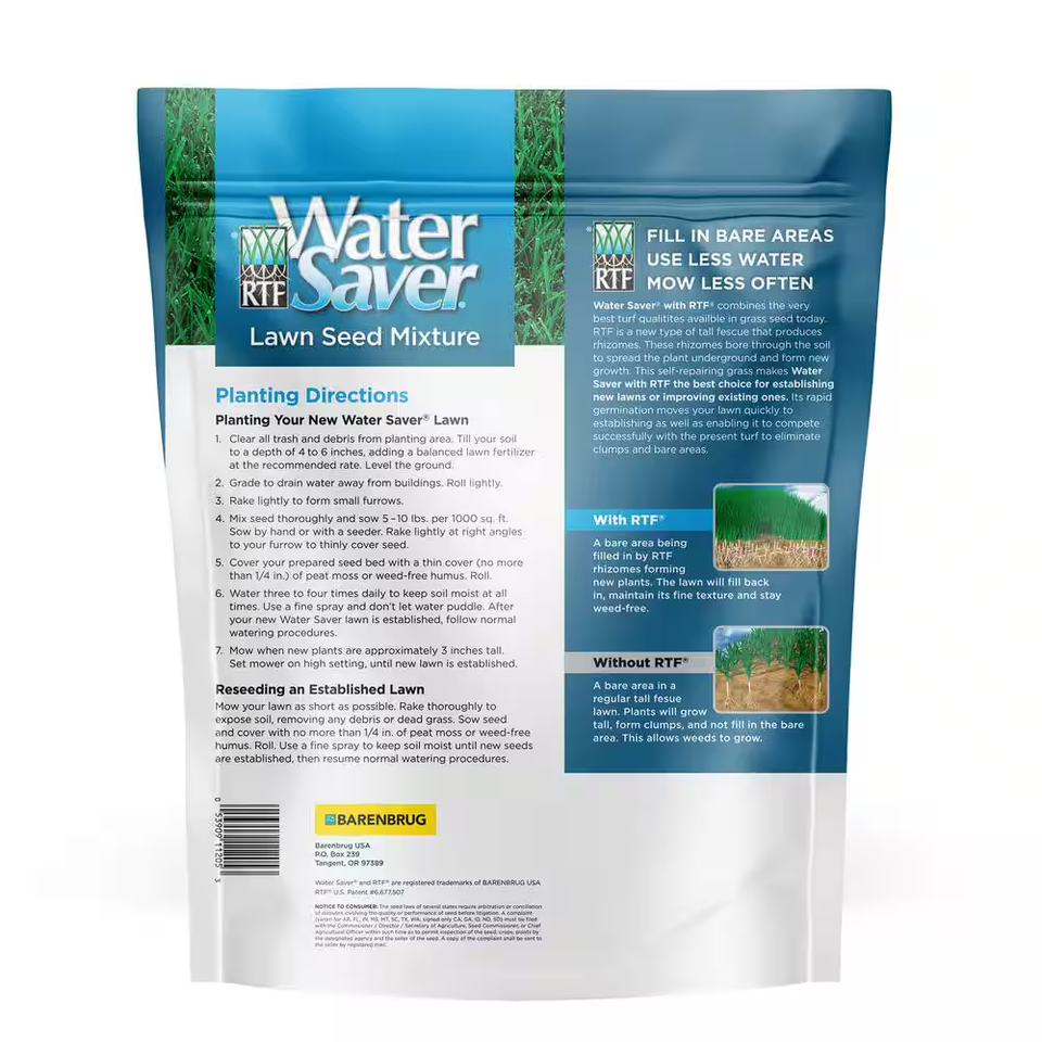 5 Lbs. Tall Fescue With Rtf Grass Seed Blend | Saver Water Barenbrug ...