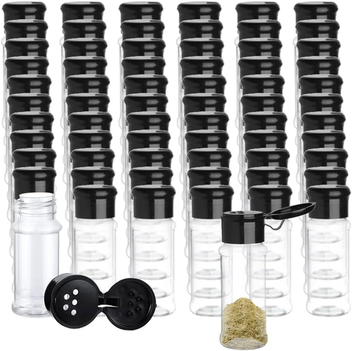 50 Pcs Spice Jars with Shaker Lids 3.3 Oz/100 Ml Plastic Spice Bottles ...