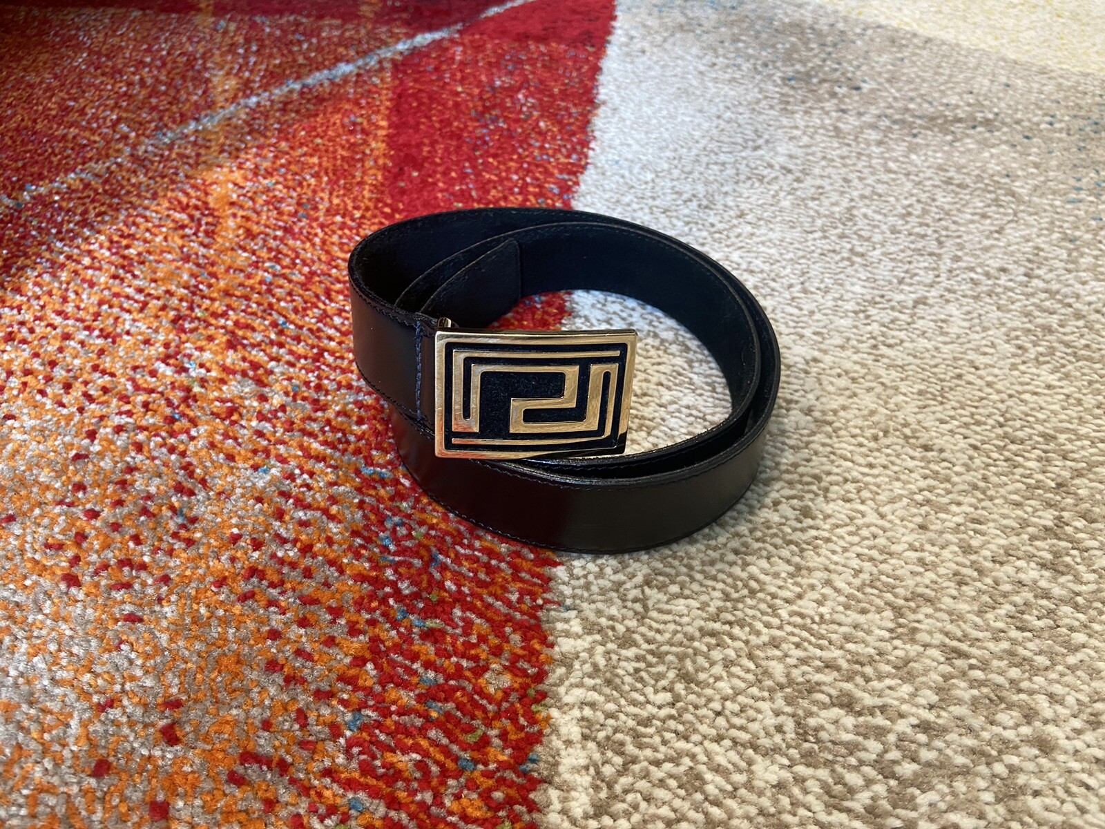 Rare Authentic Versace Gold Greek Key Belt Leather Un… - Gem