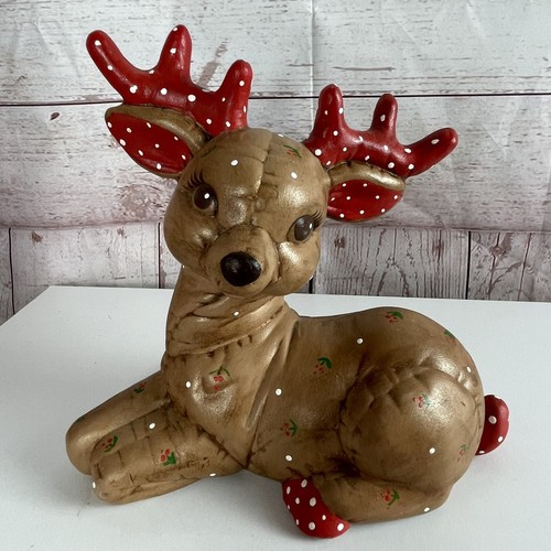 CHRISTMAS Vintage Kimple Mold Ceramic Reindeer Deer Quilted Hand ...