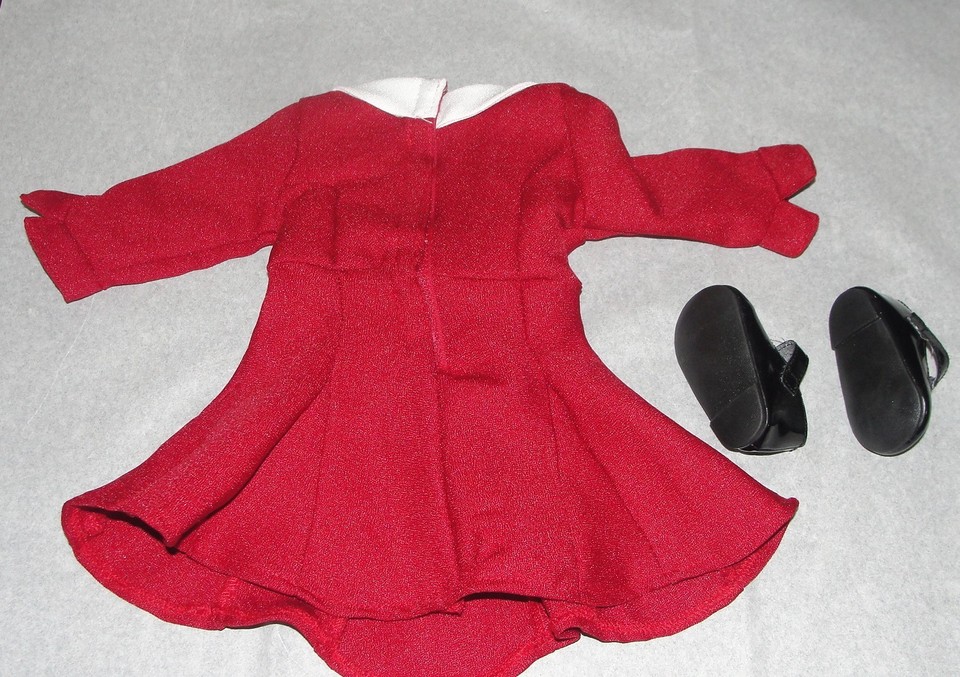 Ameri girl Kit Kittredg red holiday dress and shoes ( needs mending ) | eBay