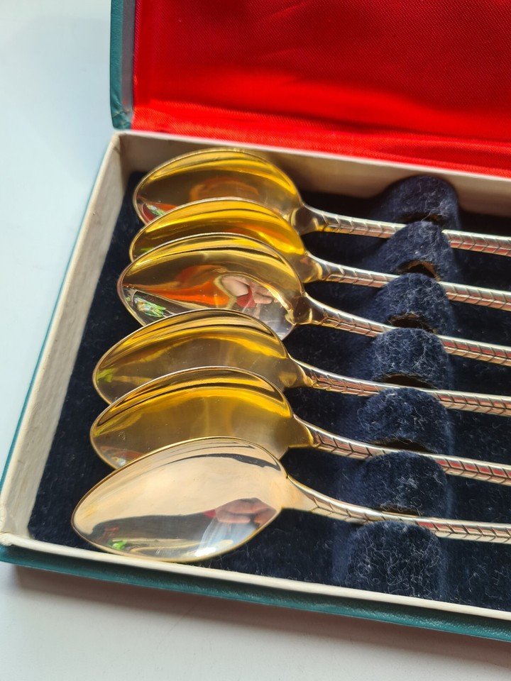 Rare Vintage Tea spoons USSR Silver 875 gold plated Baku Jewelry ...