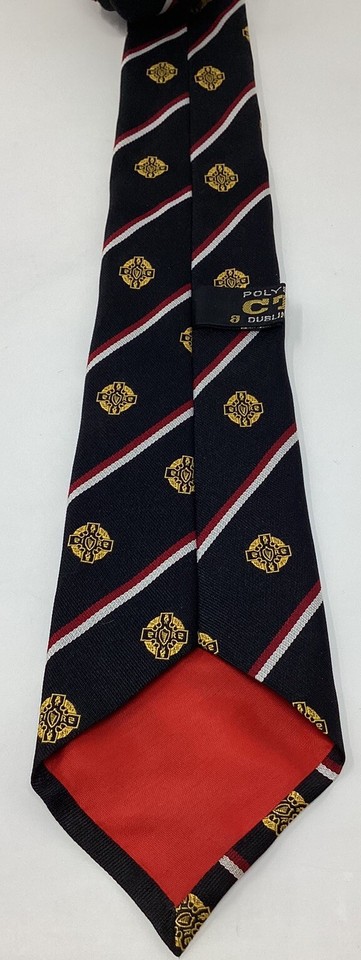 CTC Celtic Repp Tie Black Red And White Stripes And Golden Celtic Harp ...
