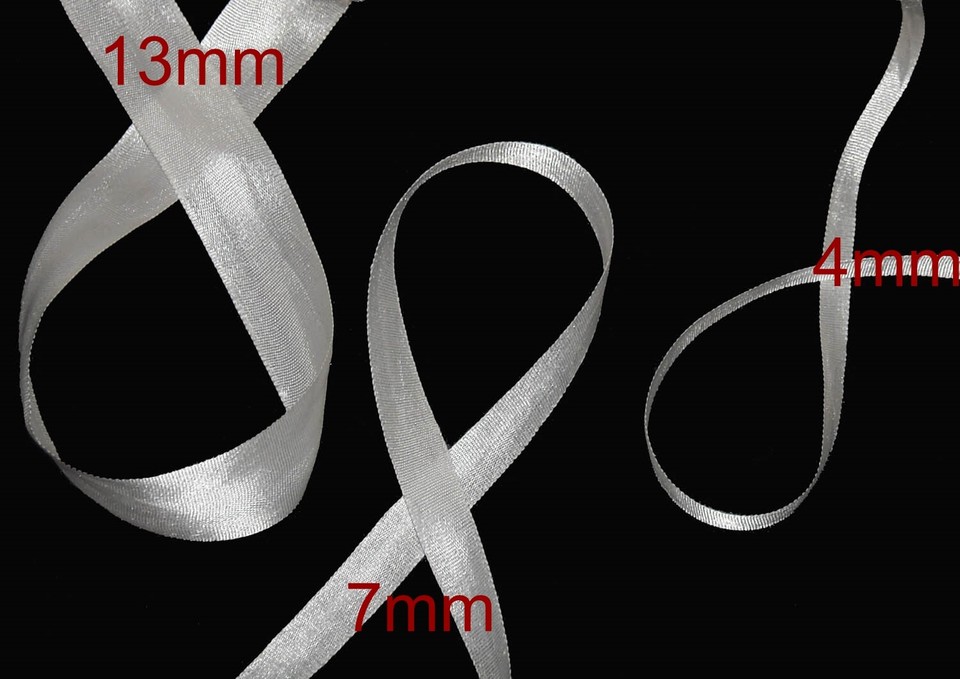 100% Pure Silk 7mm Ribbon - 50 meters Smooth Double Sided Ready to Dye ...