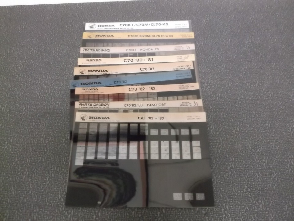 Honda C70 Passport Microfiche Parts 9 CARD LOT K1 thru 1983 Micro Film ...