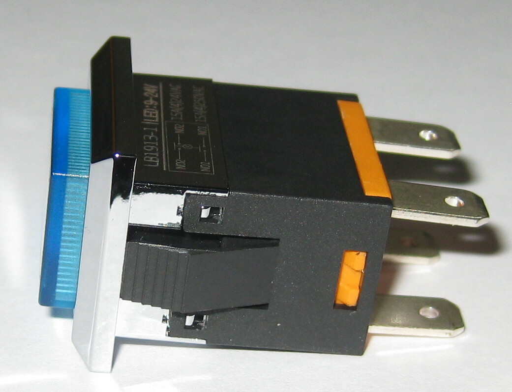 Illuminated Blue Momentary Rectangular Pushbutton Switch - DPST - 12V ...