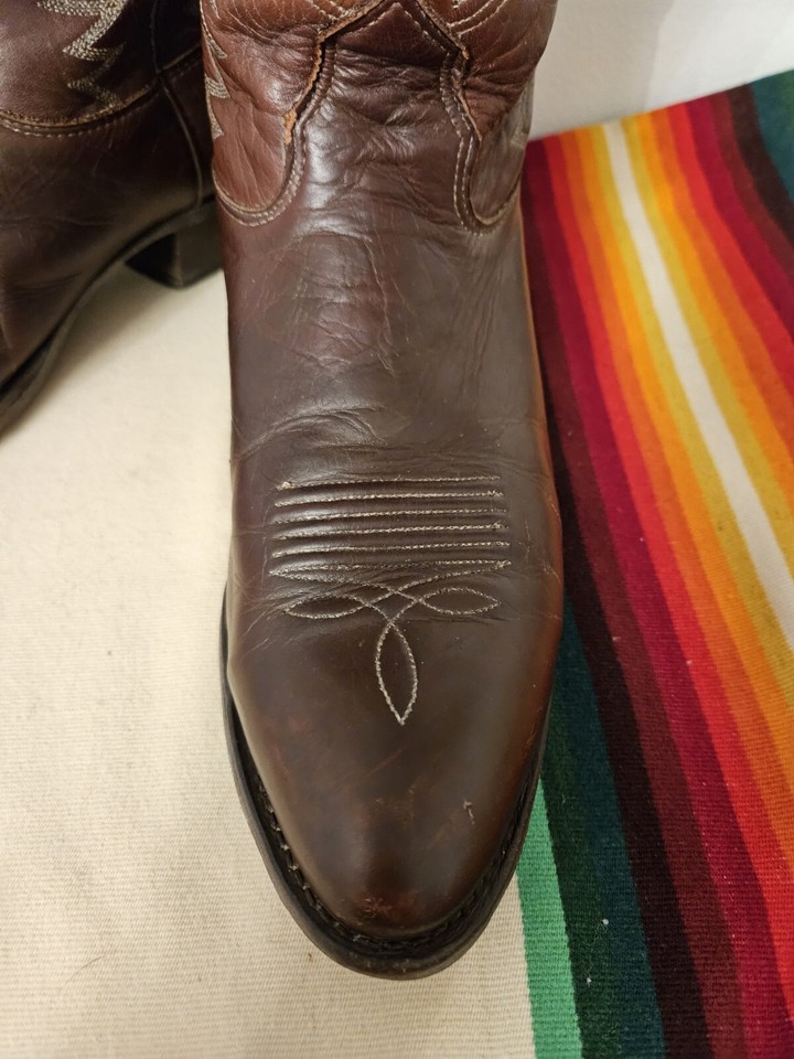 Vtg Nocona Brown Leather 16908 Western Cowboy Boots Mens 10 D USA White ...