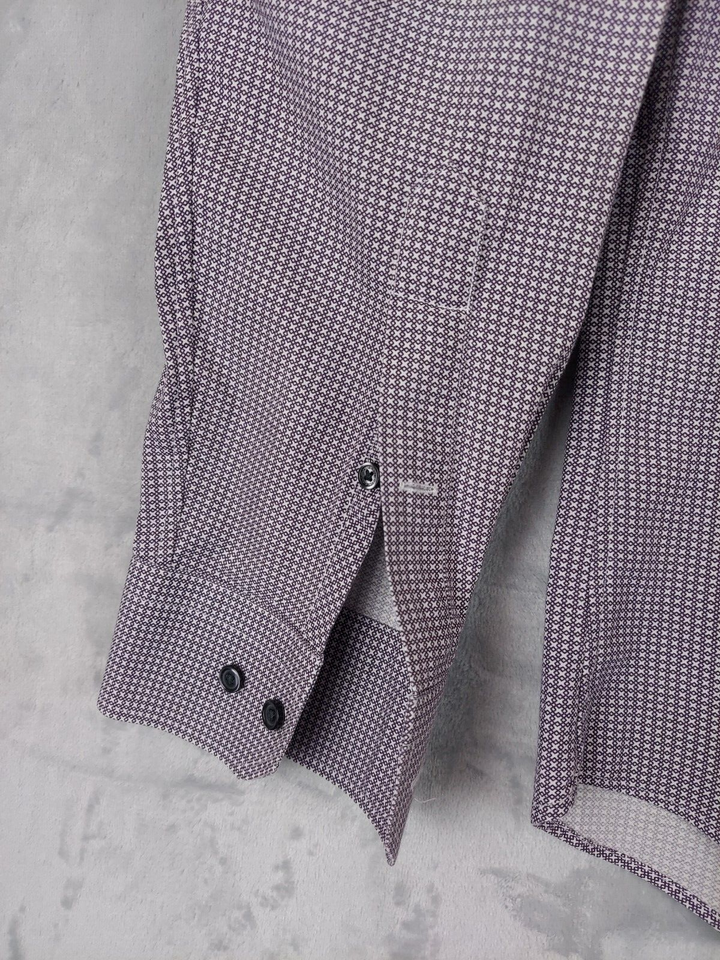 Calibrate Dress Shirt Men’s TRIM FIT Gray Star Micro Print Sz 16 32-33 ...