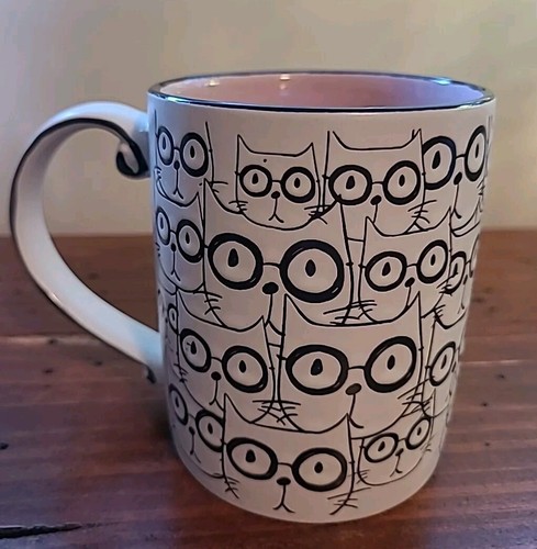 Spectrum COFFEE MUG Embossed CATS with Glasses Pink Interior 2023 | eBay