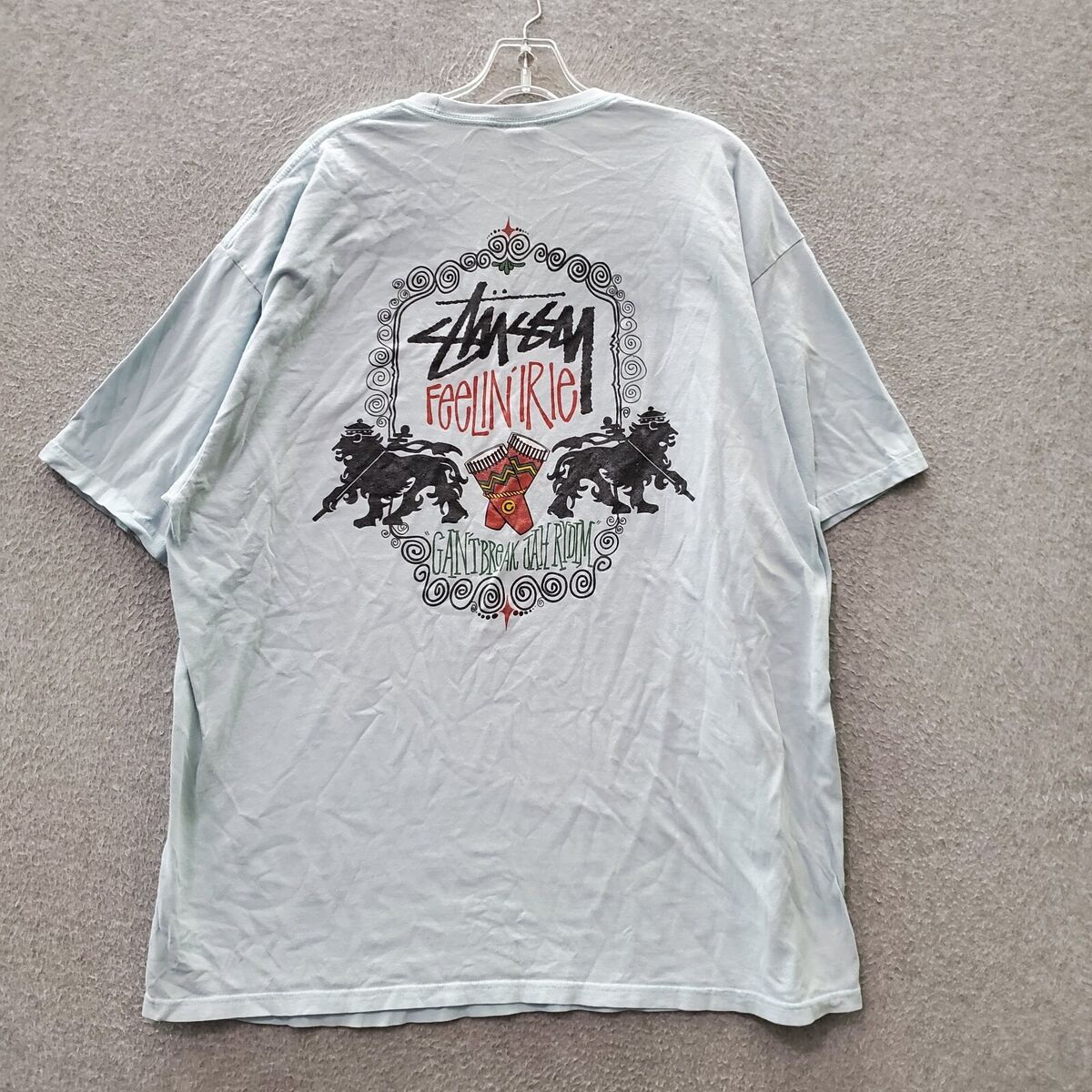 VINTAGE Stussy Men T-Shirt 2XL Blue Feelin Irle Cant Break VINTAGE Stussy Men T-Shirt 2XL Blue Feelin Irle Cant Break