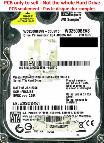 PCB 2060-701499-000 - Western Digital WD2500BEVS - WD2500BEVS-00UST0 ...