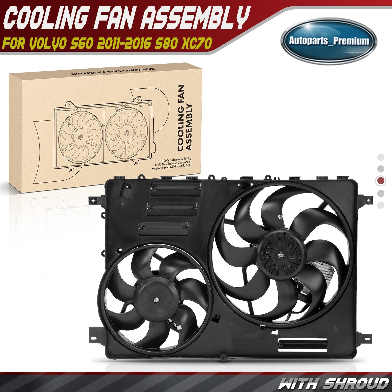 Dual Radiator Cooling Fan w/ Controller Assembly for Volvo S60 11-16 ...