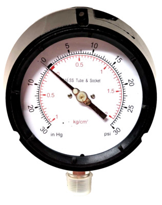 Process Gauge 30" Hg VAC-0-30 PSI, 4-1/2 Face, 1/2" LM 316 Lower Dry ...