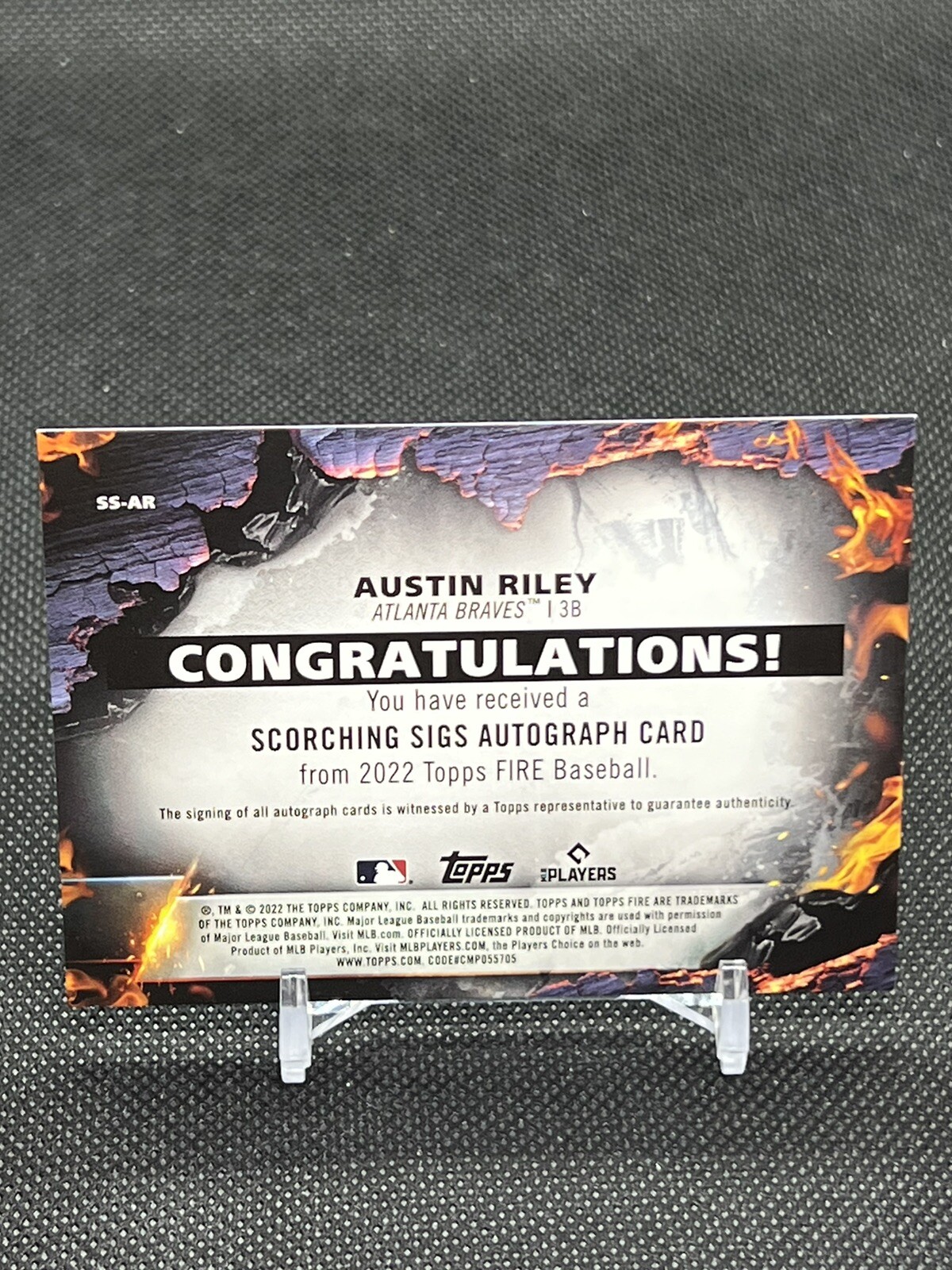 2022 Topps Fire Baseball Austin Riley Scorching Sigs Auto 1:262 Braves ...