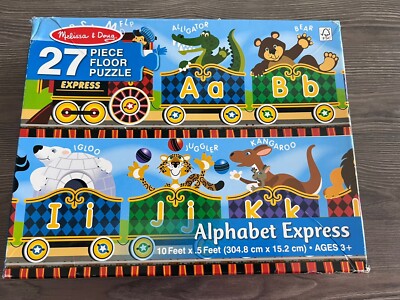 Melissa & Doug Alphabet Express Floor Puzzle, 10 Feet Long - 27 Jumbo ...