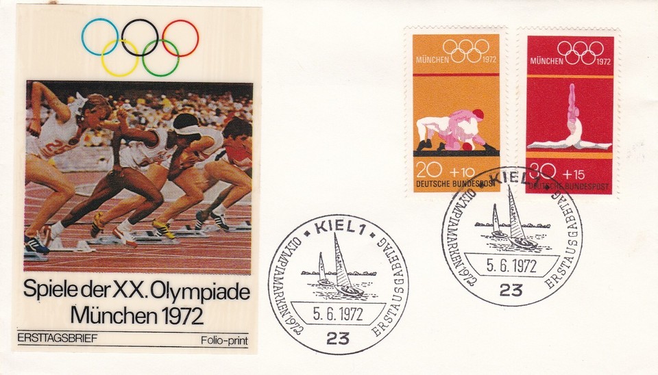 Germany FDCs Munich Olympics, special postmark Kiel sailing, logos 1972 | eBay
