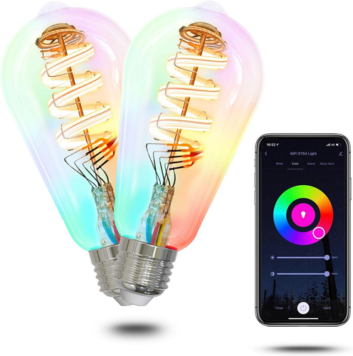 Smart ST64 Edison LED Light Bulbs, Color Changing Wifi ST21 Smart Bulbs ...