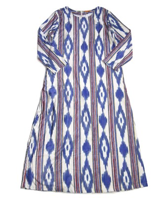 NWT Oliphant Long Sleeve Shift Maxi in Indigo Palermo Ikat Velvet Dress ...