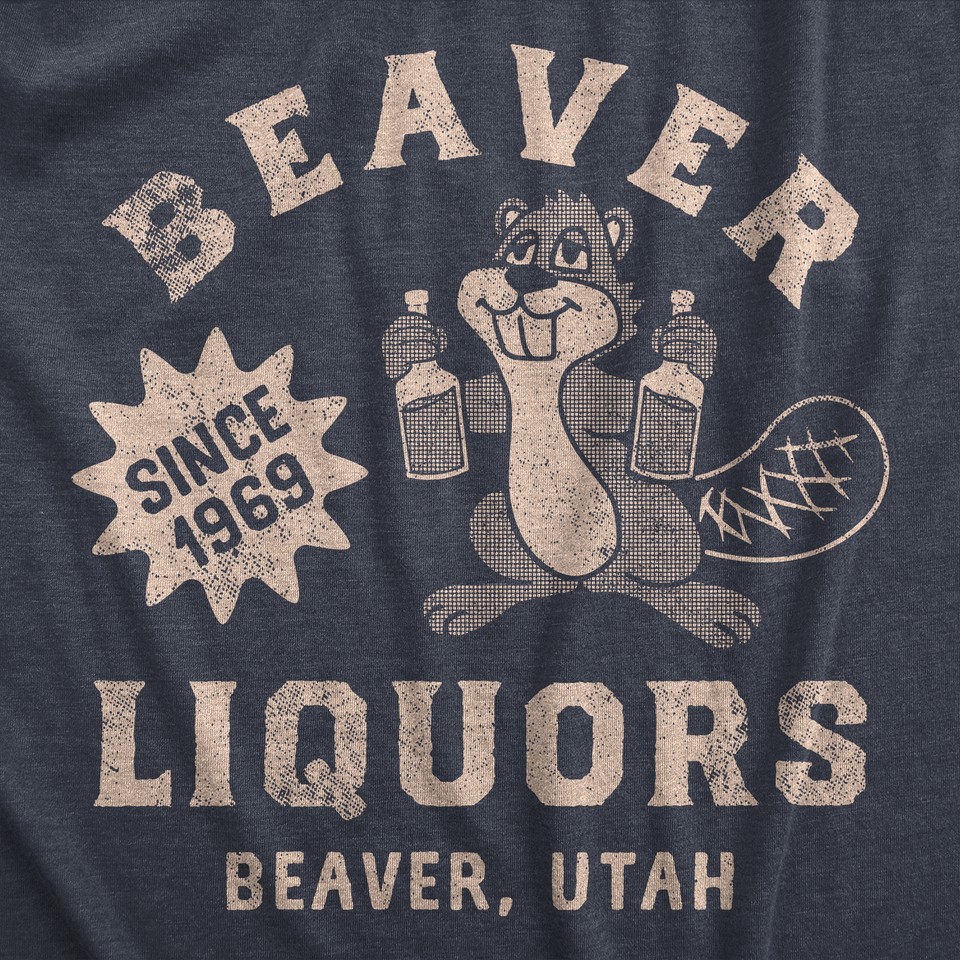 Mens Beaver Liquors T Shirt Funny Booze Bottle Drinking Joke Tee For ...