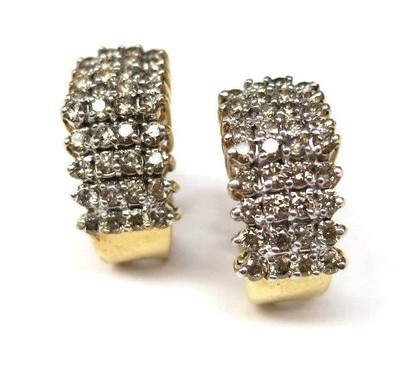 14K Yellow Gold Omega Clip 1.44ct Diamond Earrings | eBay