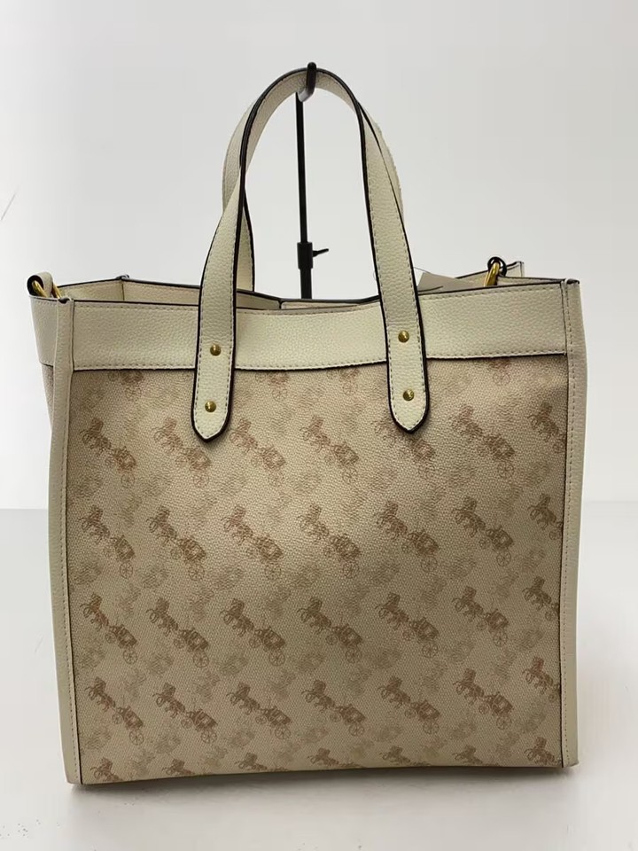COACH Tote Bag Leather BEG All-Over Print | eBay UK