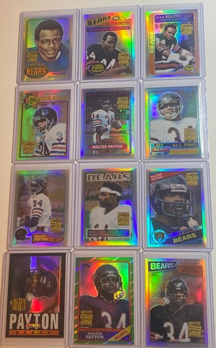 🔥2001 TOPPS FOOTBALL WALTER PAYTON REFRACTOR REPRINTS COMPLETE SET 12 ...