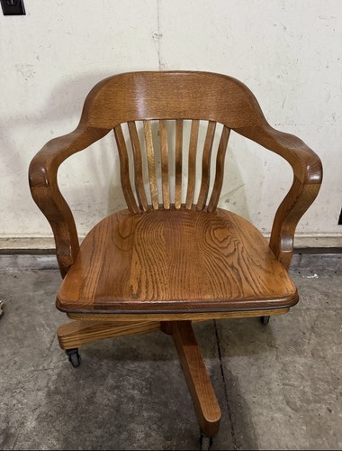 Vintage Solid Oak Banker’s Chair – Swivel & Tilt – Excellent Condition ...