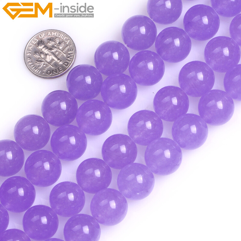 Light Purple Jade Round Gemstone Smooth Loose Bead For Jewelry Making ...