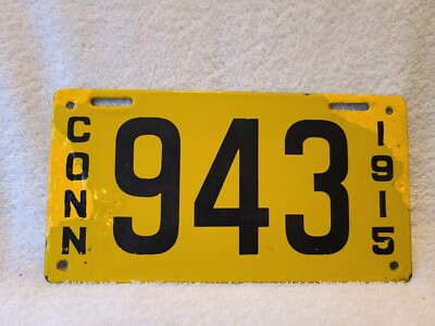 Vintage 1915 Connecticut License Plate Commercial RARE Low Number ...