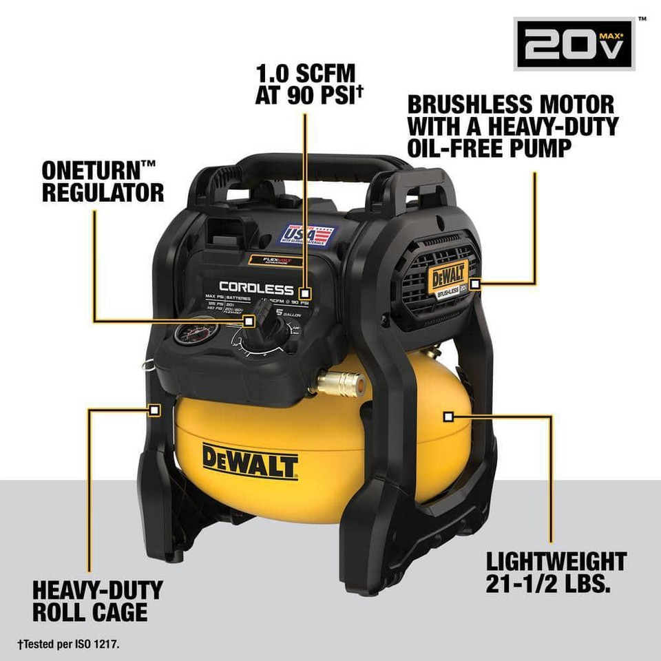 2.5 Gal. 140 Psi Portable Cordless Air Compressor FLEXVOLT Advantage ...