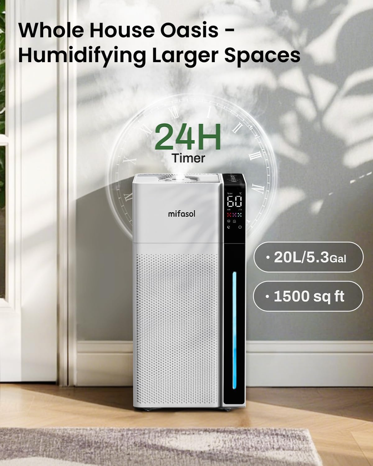 Humidifier Large Room, 5.3Gal/20L Warm and Cool Mist Humidifiers for ...