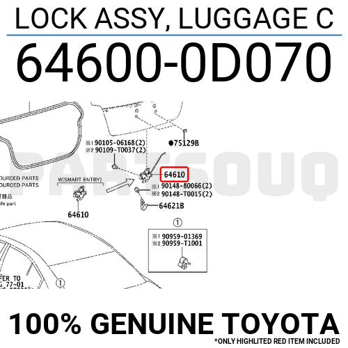 646000D070 Genuine Toyota LOCK ASSY, LUGGAGE C 64600-0D070 | eBay