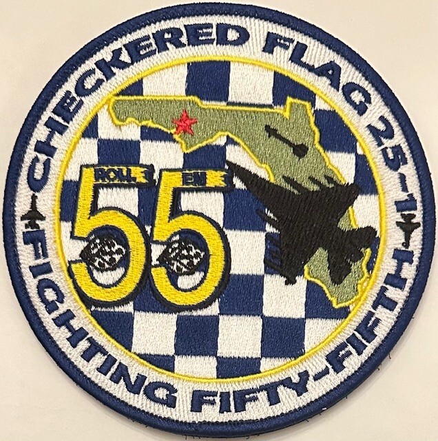 USAF AIR FORCE MILITARY PATCH 55TH FIGHTER SQUADRON CHECKERED FLAG 25-1 | eBay