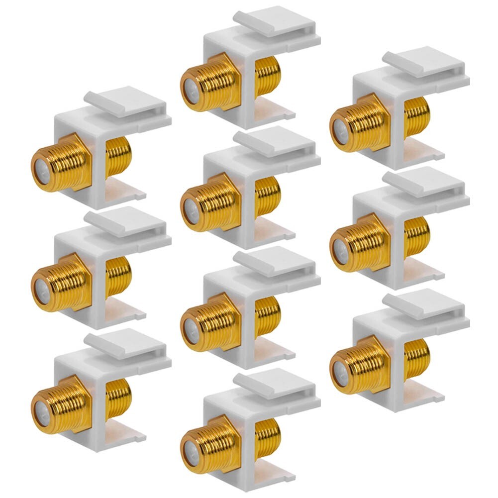 10 Pcs F-Type Keystone Jack Snap-In Insert Coax Adapter Cable Connector ...