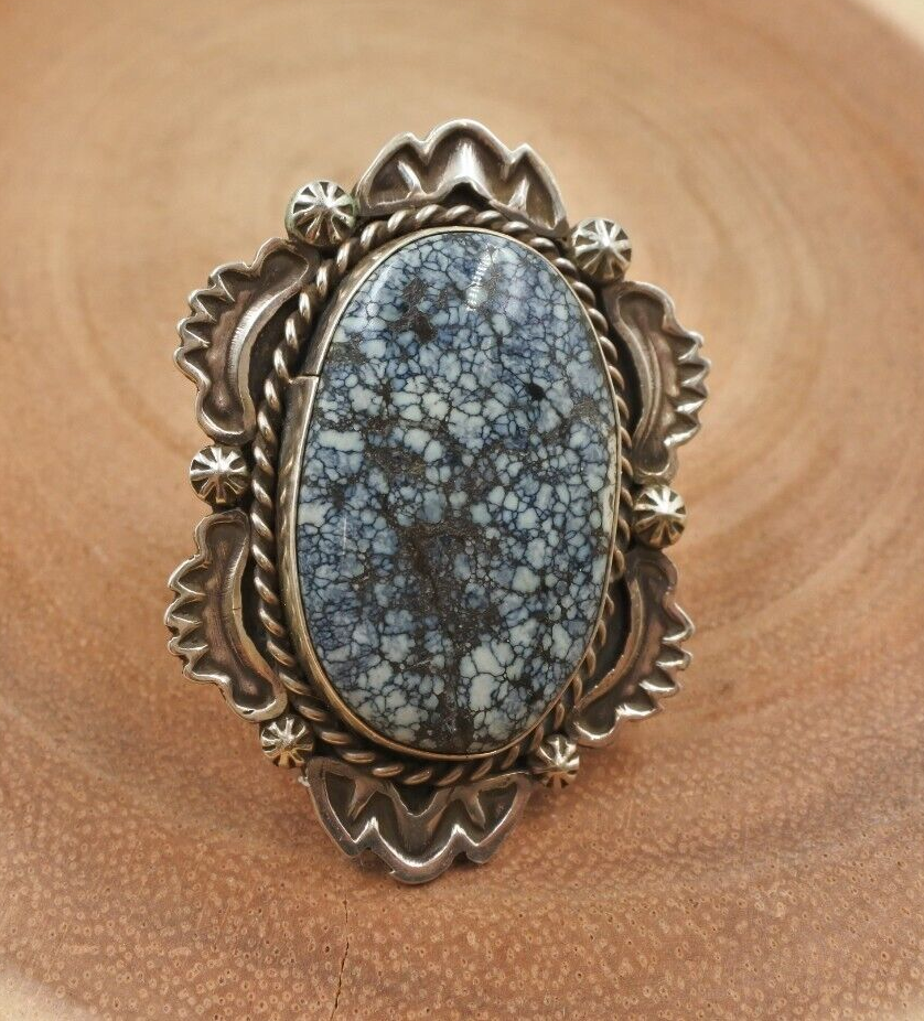 NAVAJO Sterling Silver NEW LANDER TURQUOISE RING Size 7 Wt. 21 grams ...
