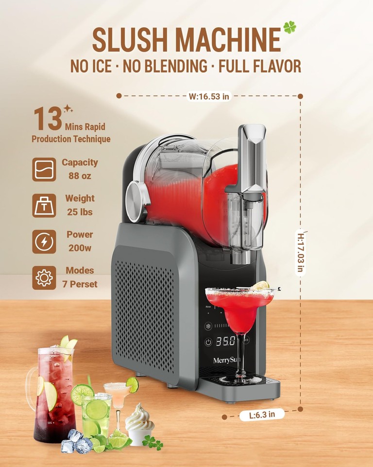 Slushie Machine 88 oz Slushy Machine for Home 7 Preset Programs No Ice ...