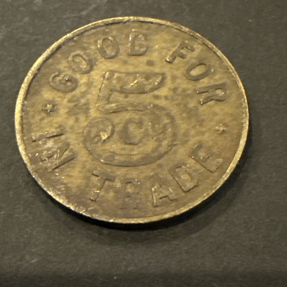 Vintage Brass Trade Token B. C. Wise And J. J. Roney Santa Cruz 5 Cents ...