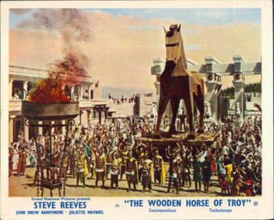THE WOODEN HORSE OF TROY TROJAN ORIGINAL LOBBY CARD STEVE REEVES EPIC ...